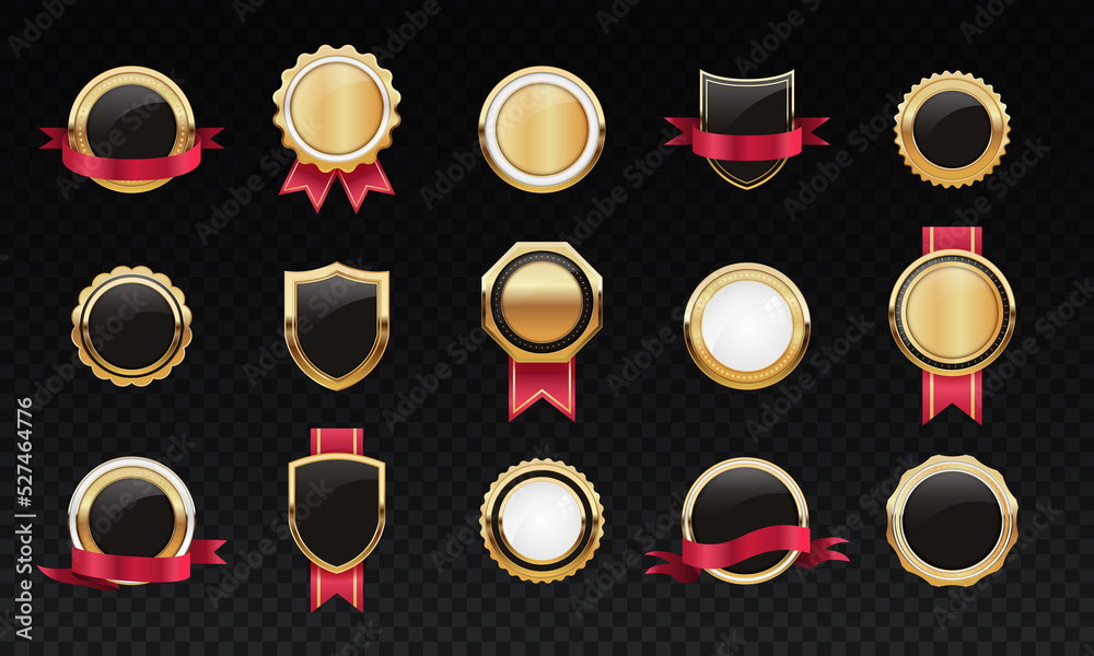 Award realistic medal set. Collection of prizes for winners of ...