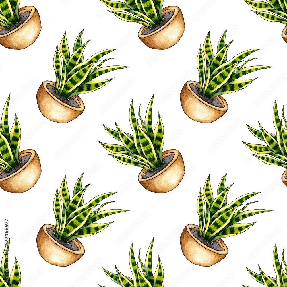 Watercolor illustration of herbs in a pot. It's perfect for postcards ...