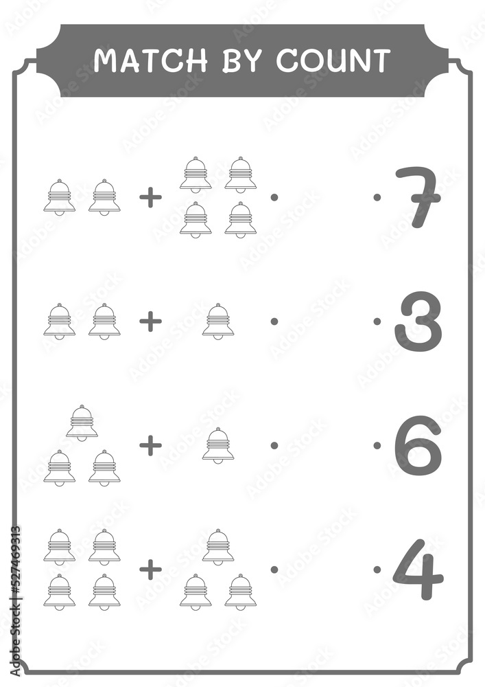 Match by count of Bell, game for children. Vector illustration ...