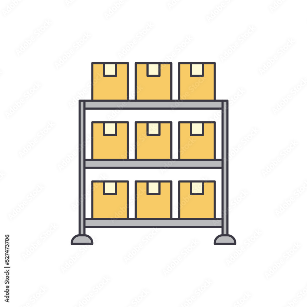 warehouse racking icon in color, isolated on white background Stock ...