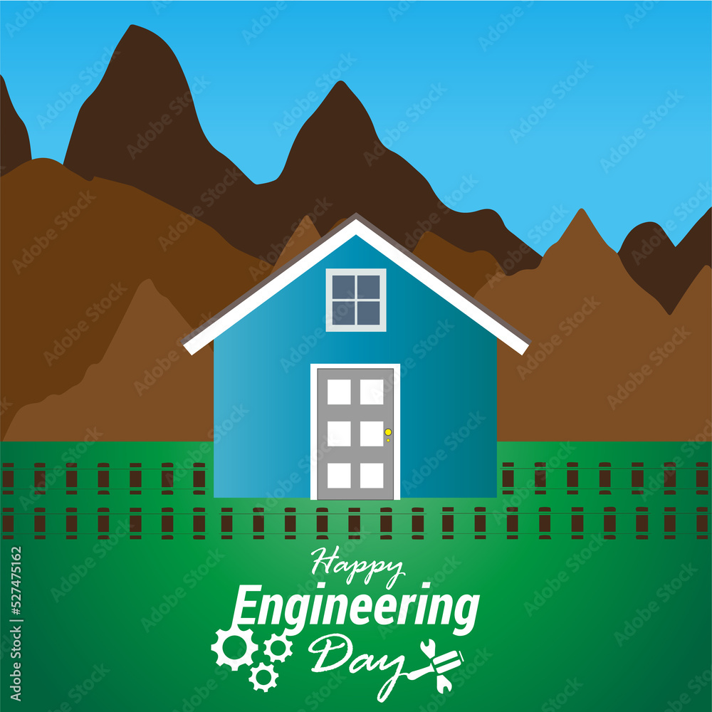 International, world, happy engineering day vector illustration poster ...