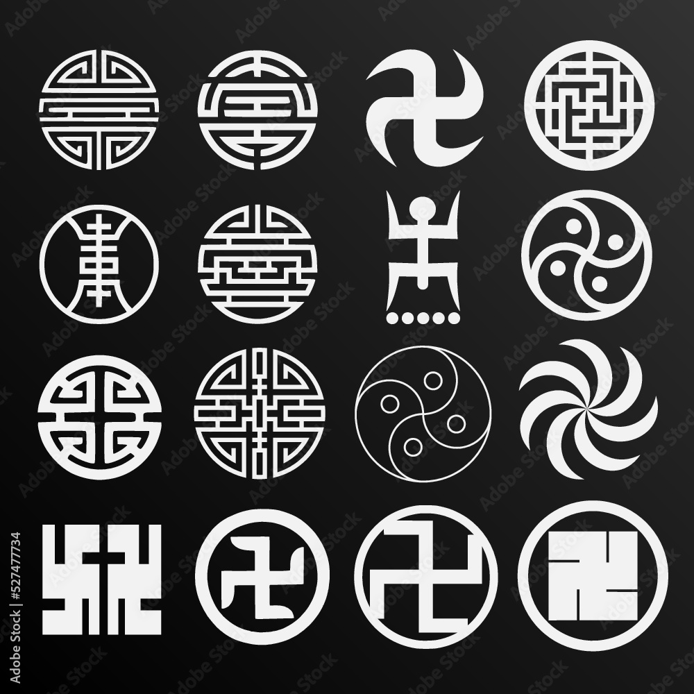 Asian tradicional signs of budism and other religions Stock Vector ...