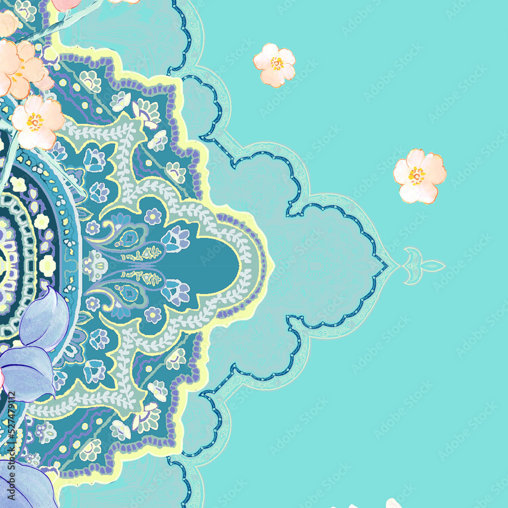 Watercolor flowers, roses, peonies, Paisley stripes, butterflies, trees ...