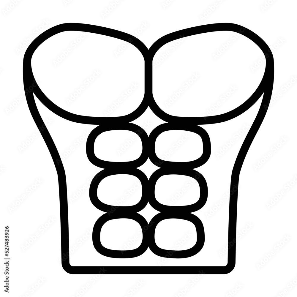 6-pack abs abdominal muscles line art vector icon for workout apps and ...