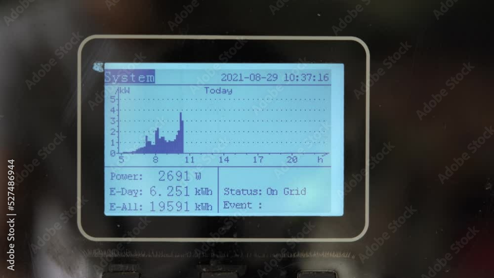 PV Solar inverter display from private home solar panel installation ...