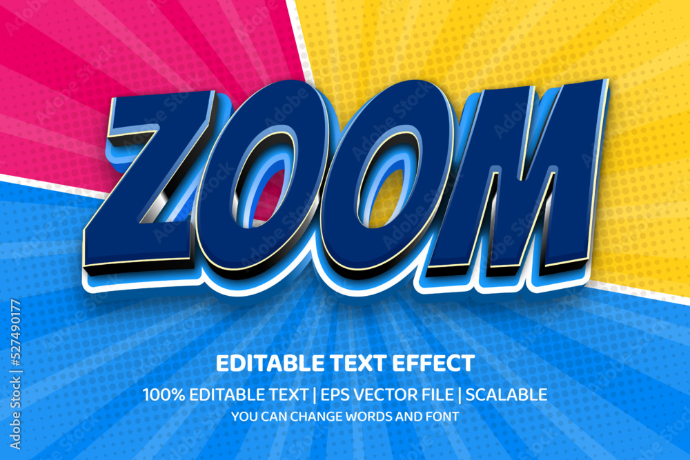 Cartoon comic Zoom 3d style Editable text effect Stock Vector | Adobe Stock