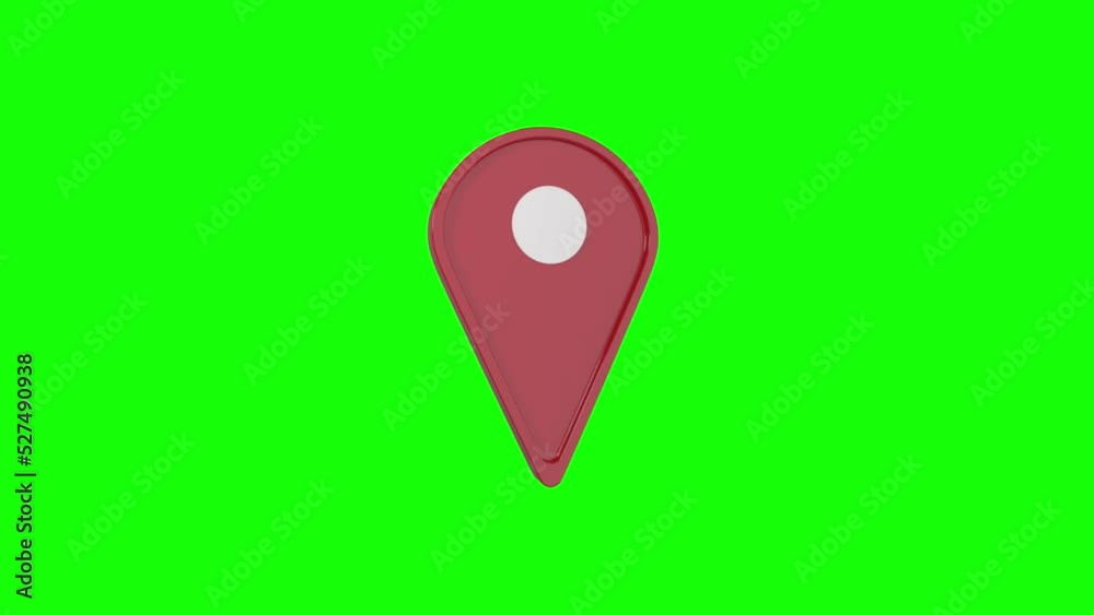 Red Map Pin Location Icon 3D Spinning Rotating on Chroma Greenscreen ...