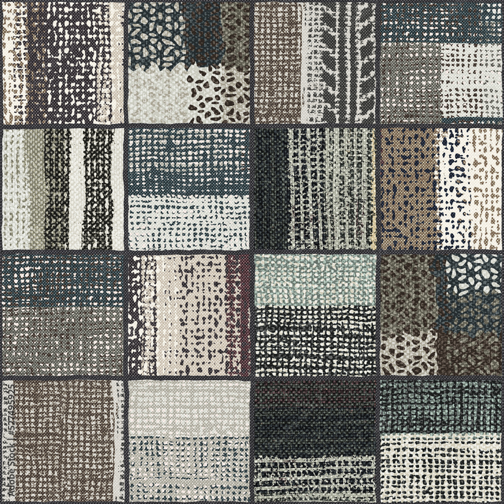 Rug seamless texture with patchwork pattern, ethnic fabric texture ...