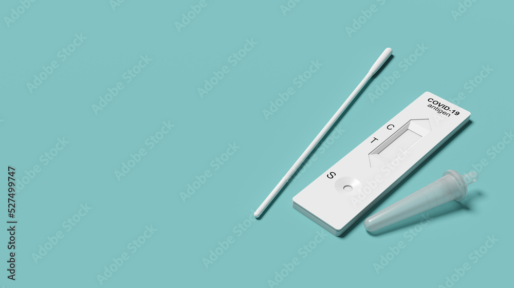 Corona virus antigen fast test. Lab card kit test for COVID-19. 3d ...