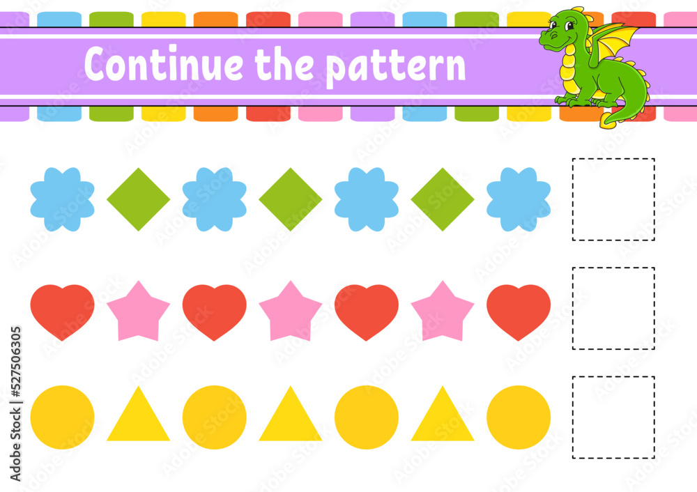 Continue the pattern. Education developing worksheet. Game for kids ...