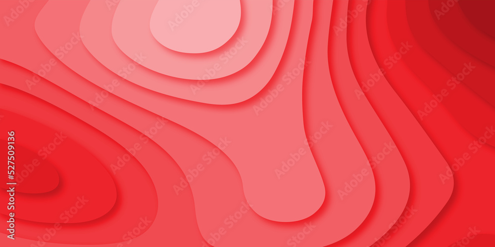 Red and white papercut background. Abstract realistic paper cut ...