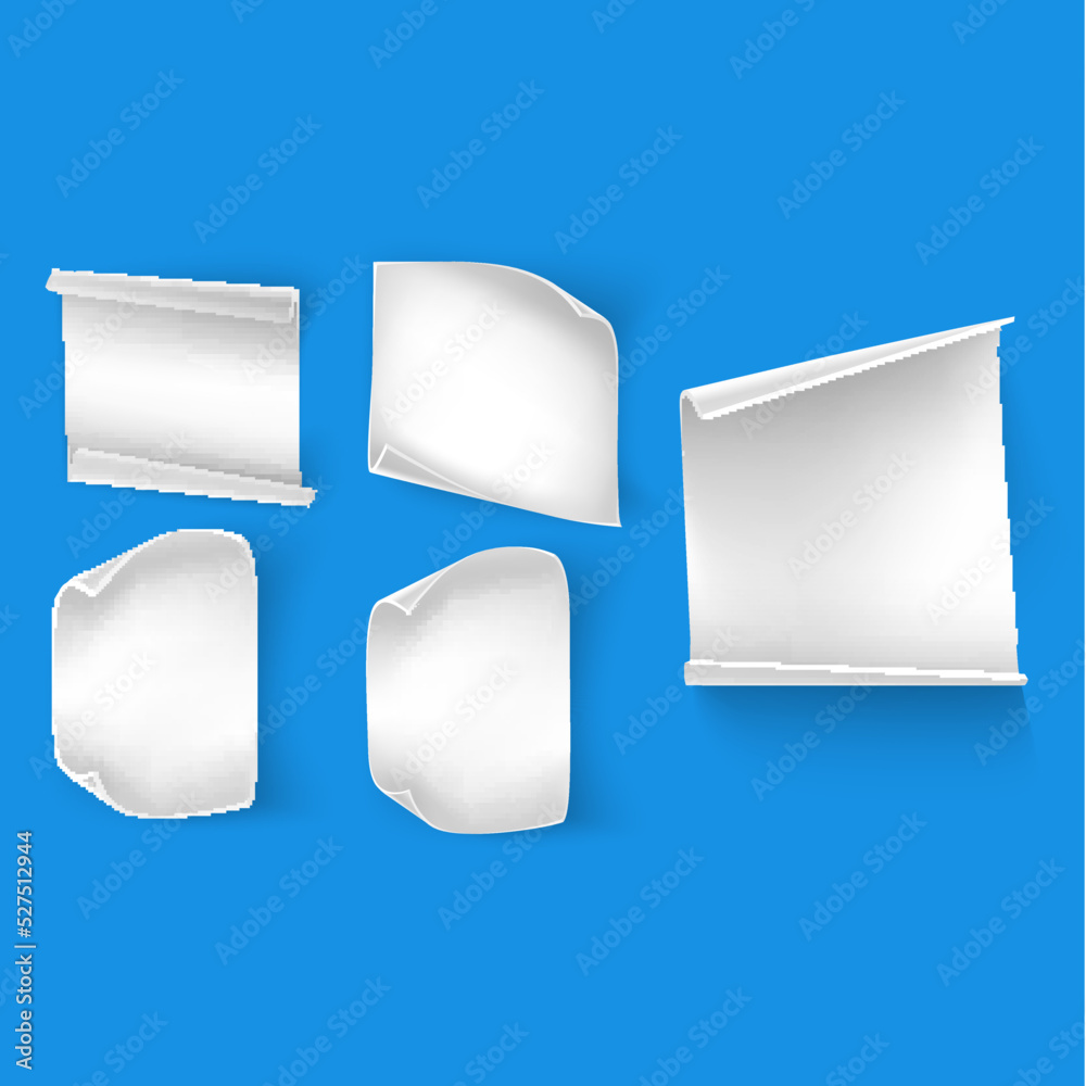 White sheet of paper. Realistic empty paper note template soft shadows ...