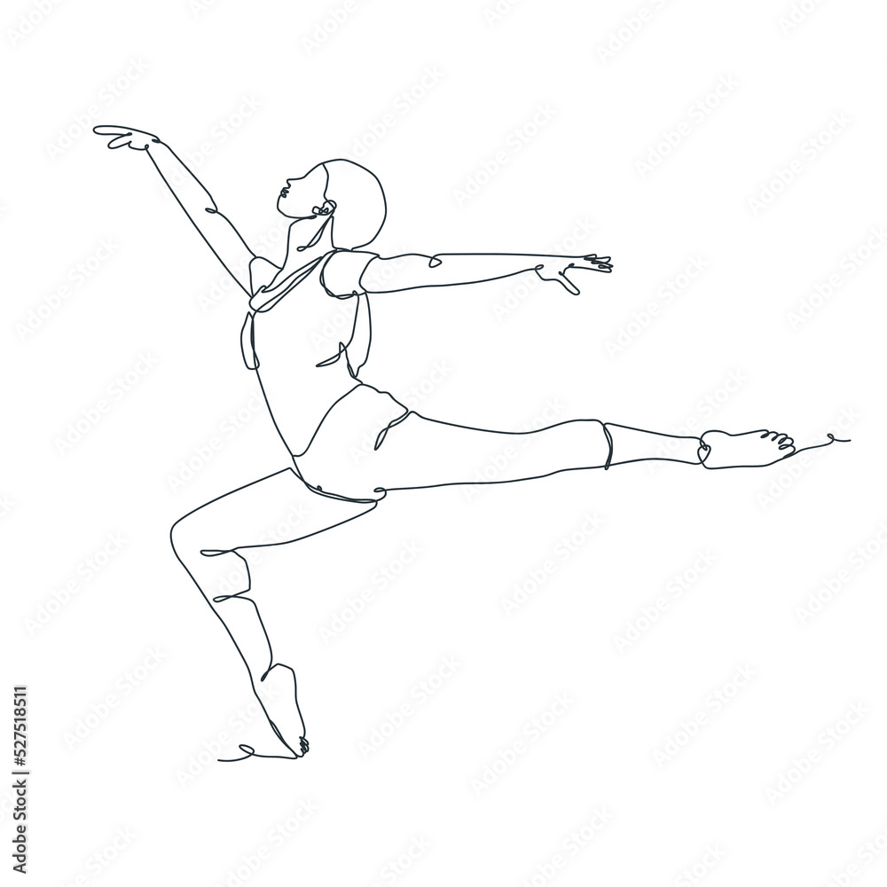 continuous line drawing illustration of ballet dancer Stock Vector ...