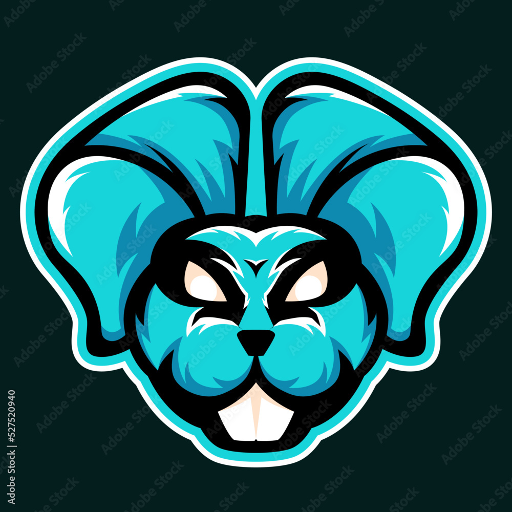 Angry hare with big teeth. Design for print, stickers and emblems for ...