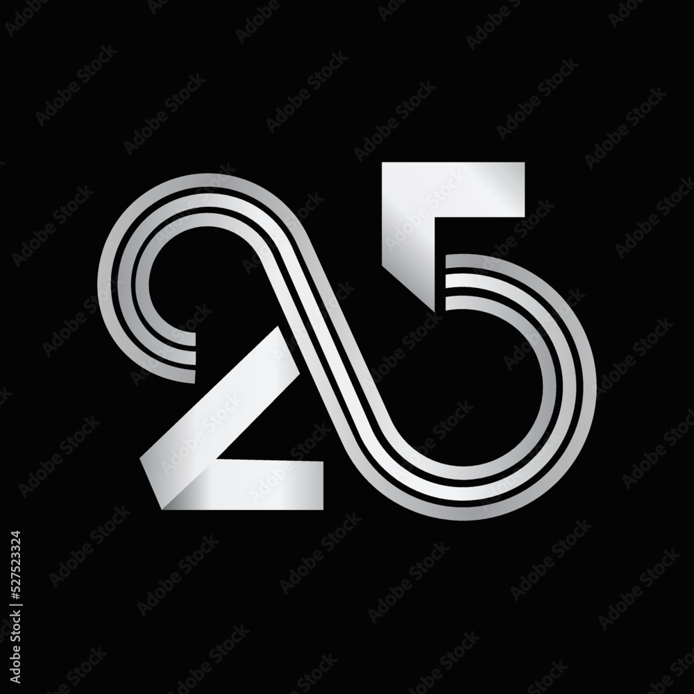 25 years anniversary silver jubilee seamless infinity logo icon unit ...
