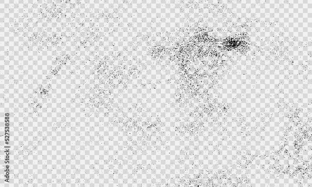 Black Grunge compressed dust particles. Transparent background overlay ...