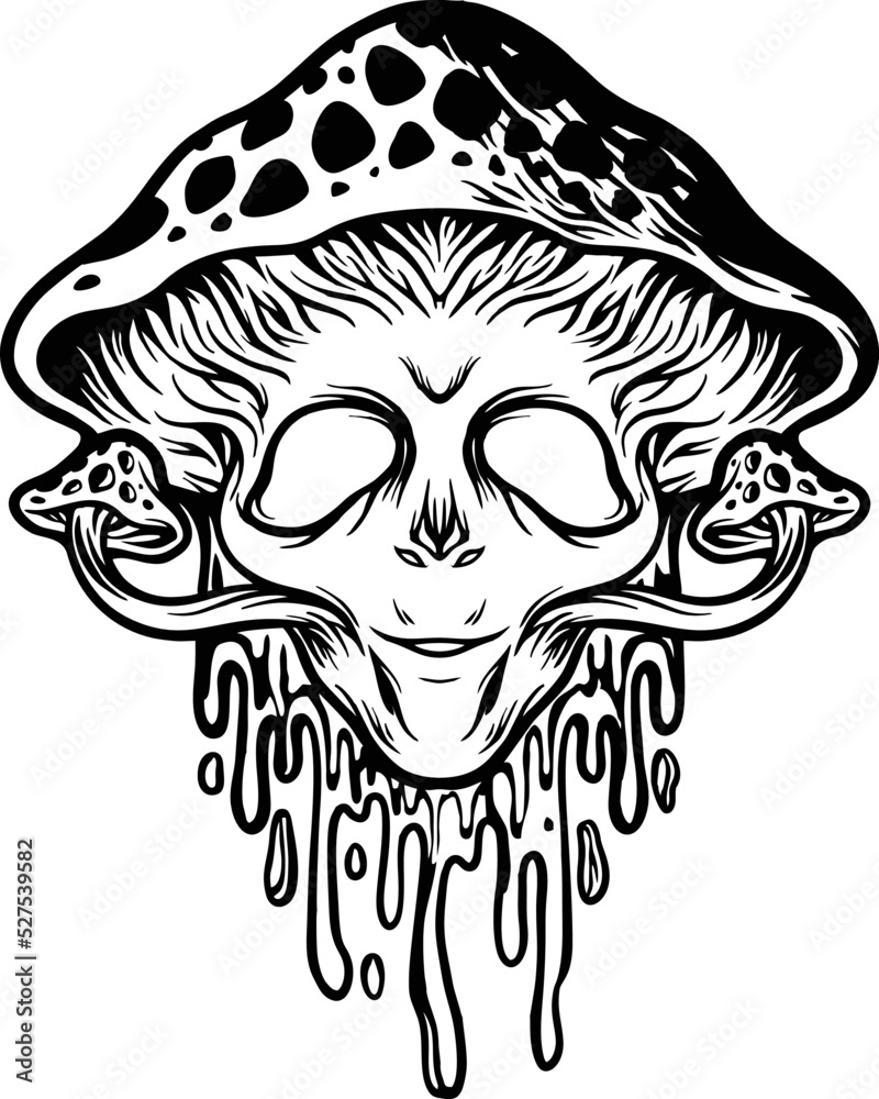 Mushroom headed alien Outline Vector illustrations for your work Logo ...
