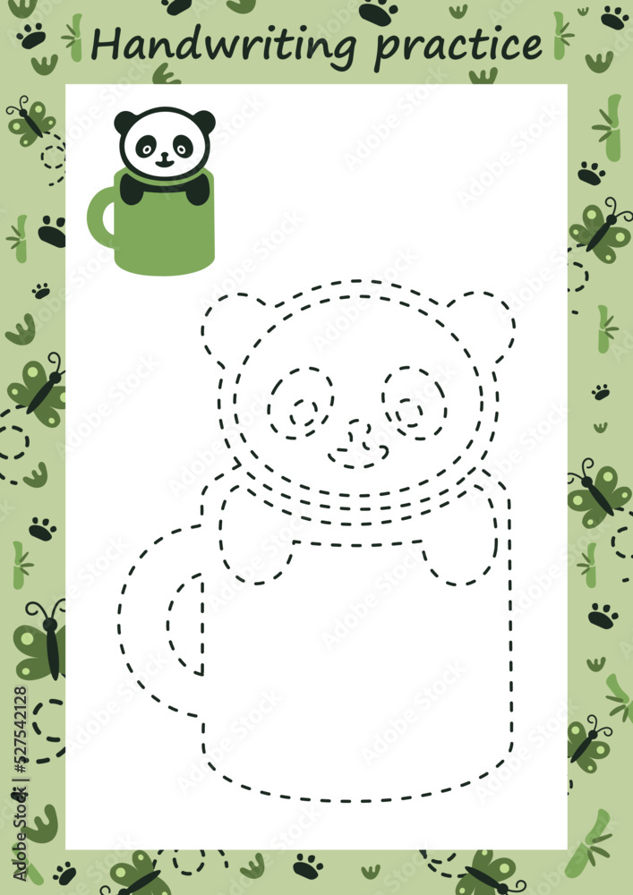 Panda. Preschool worksheet for practicing fine motor skills - tracing ...