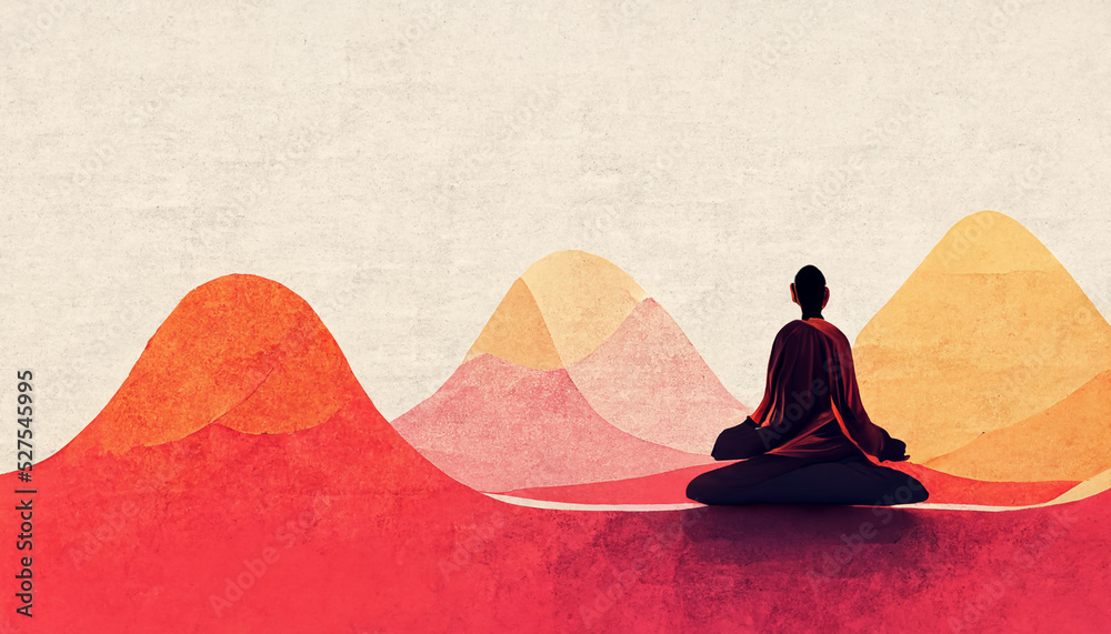 Abstract digital art meditation enlightenment background, illustration ...