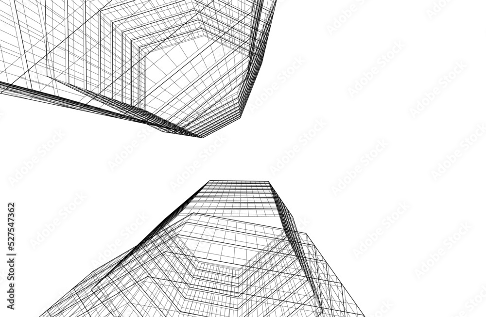 Linear architectural drawing vector illustration Stock Vector | Adobe Stock