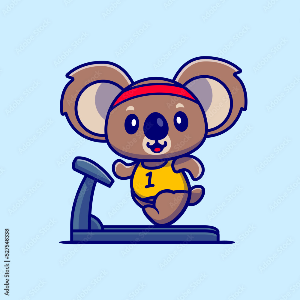 Cute Koala Running On The Treadmill Cartoon Vector Icon Illustration ...