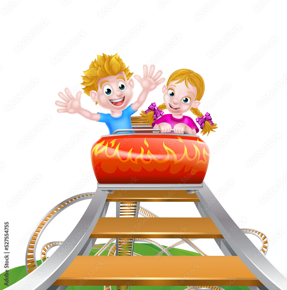 Cartoon Roller Coaster Stock Illustration | Adobe Stock
