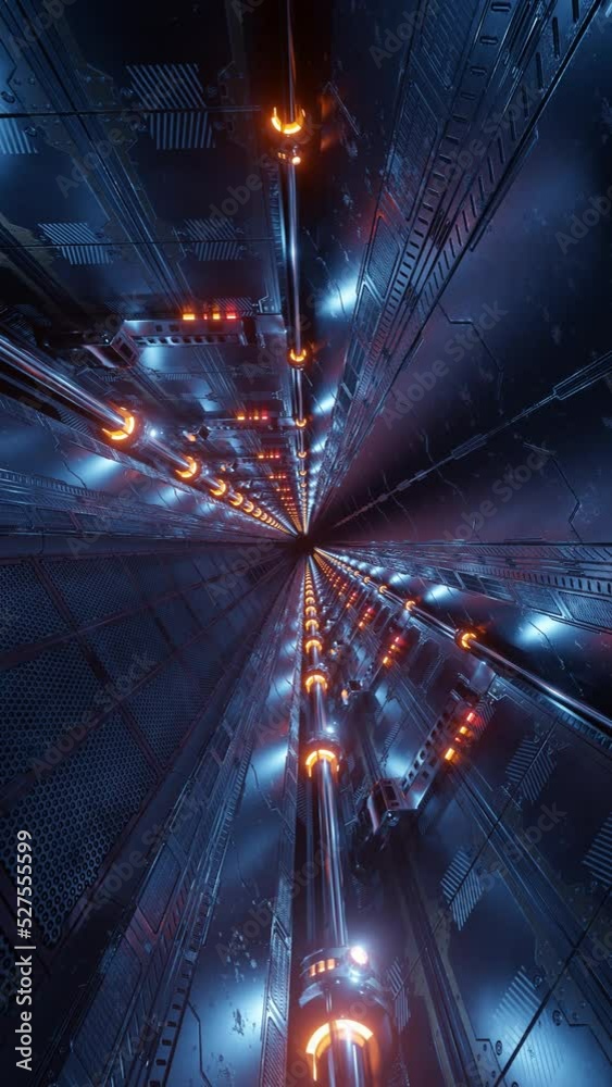 Vertical 3D rendered animated loop of a spaceship background in space ... Vertical 3D rendered animated loop of a spaceship background in space ...