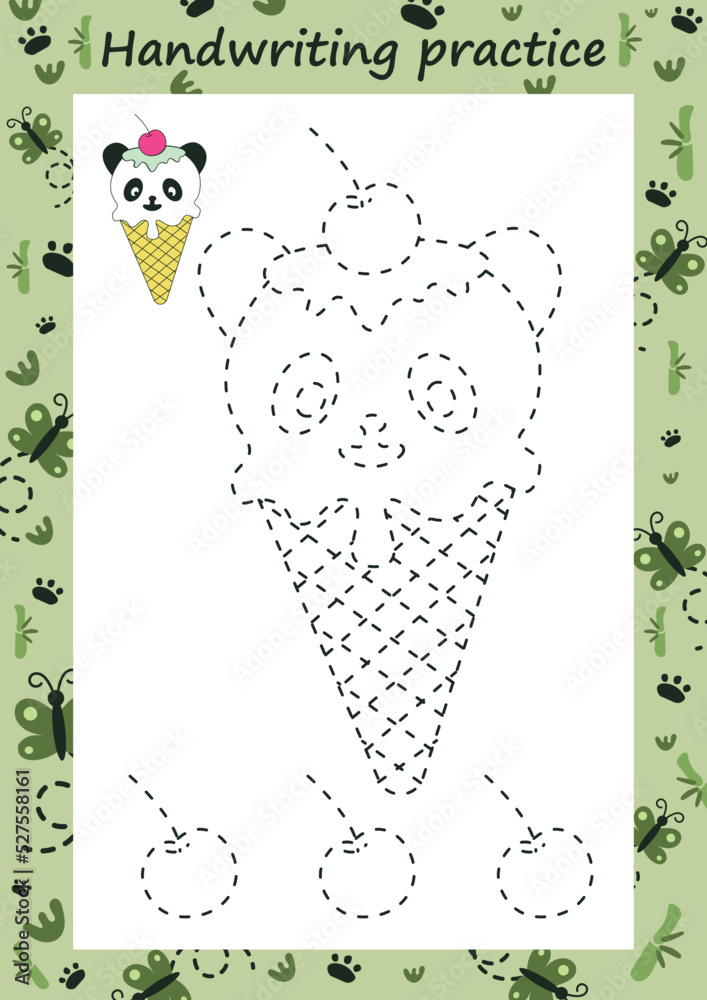 Panda. Preschool worksheet for practicing fine motor skills - tracing ...