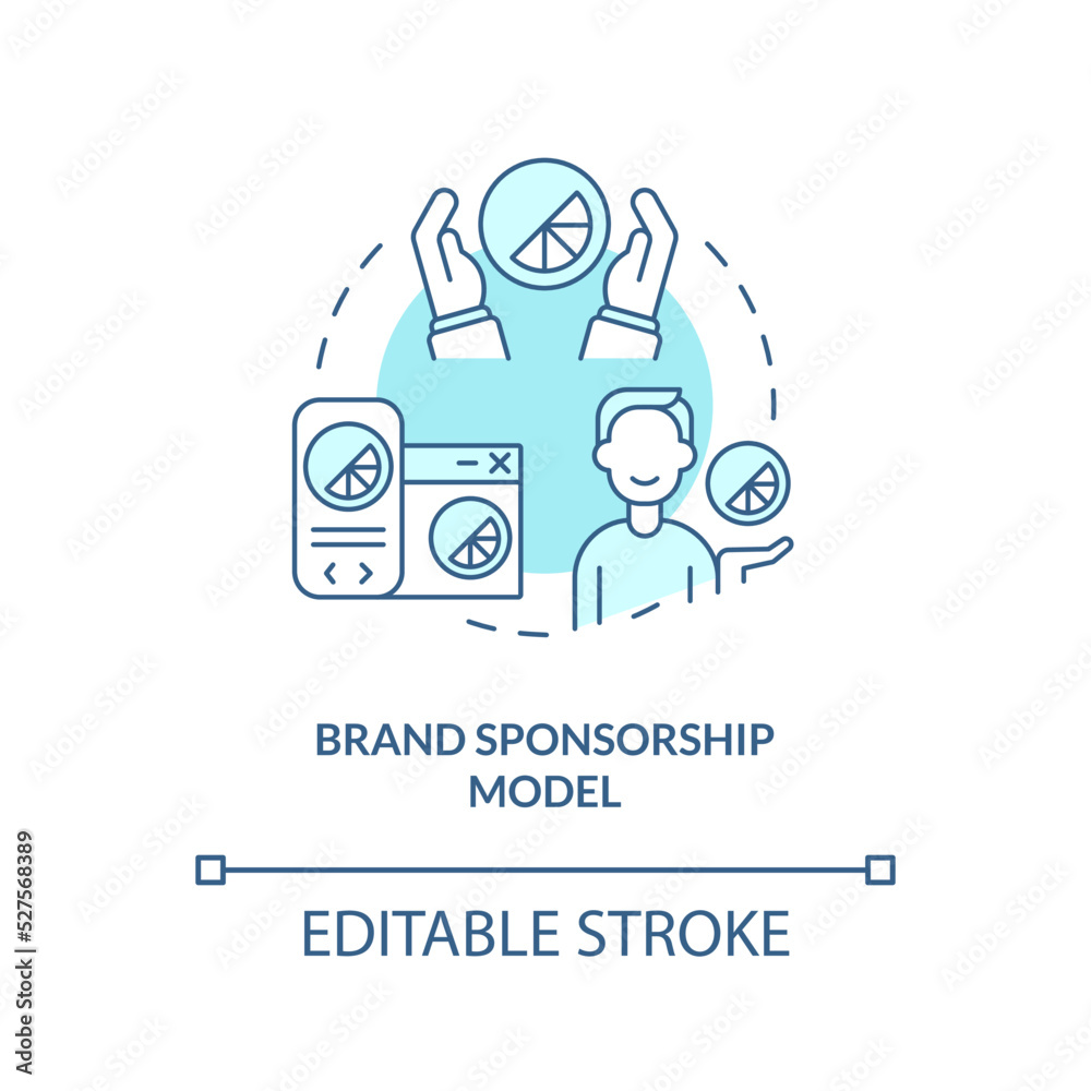 Vecteur Stock Brand sponsorship model turquoise concept icon. Promoting ...