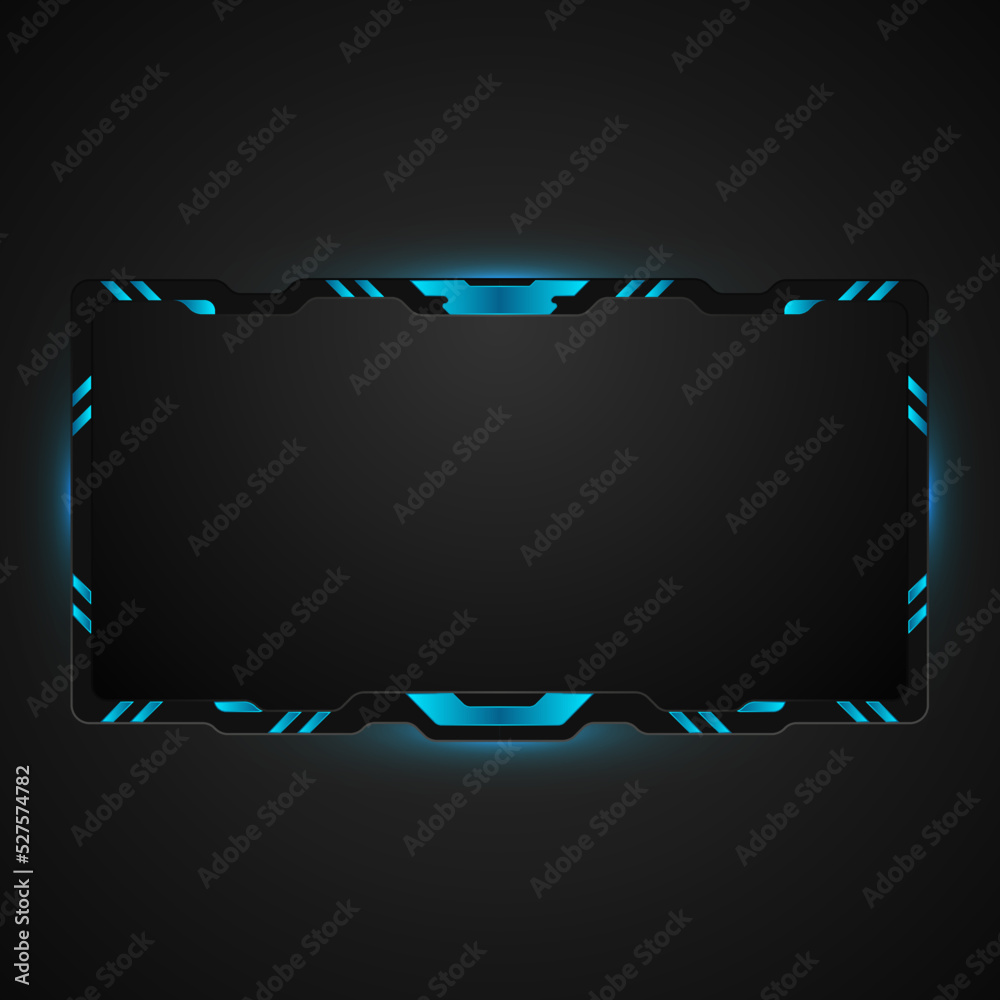 Live stream overlay gaming facecam panel video border with neon light ...
