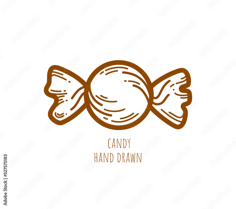 One small round wrapped candy on white background. Caramel vector icon ...