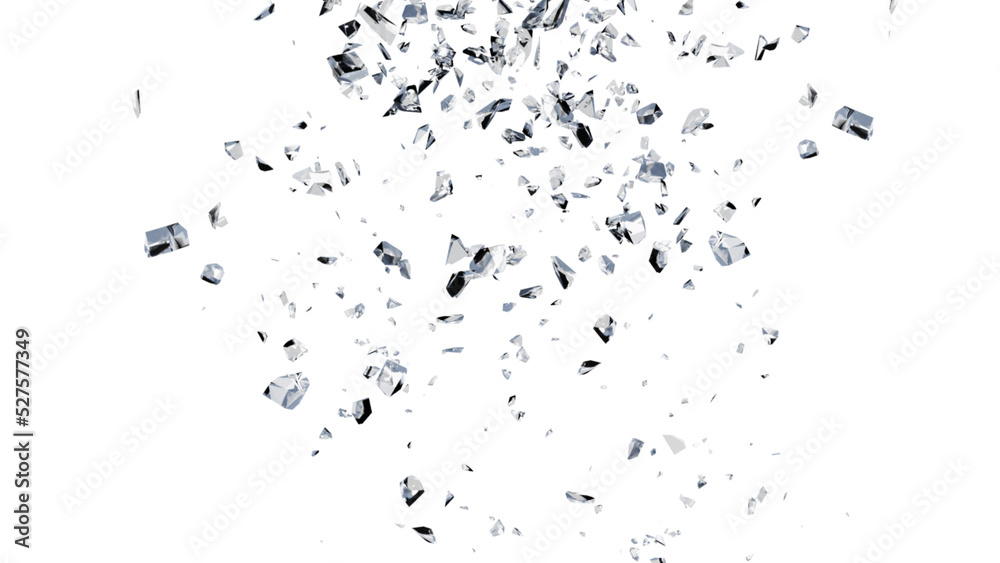 Póster Cracked Glass, Broken Glass with debris in 3d rendering isolated ...