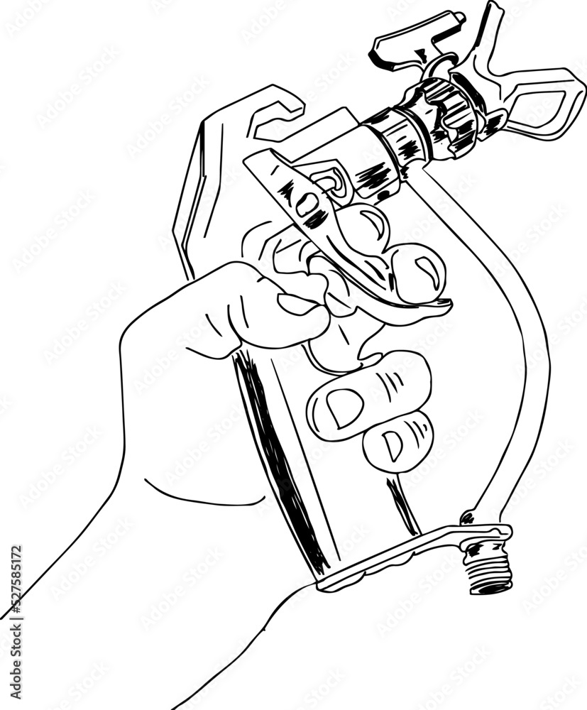 Vetor de Spray gun paint logo icon vector, Paint spray gun sketch ...