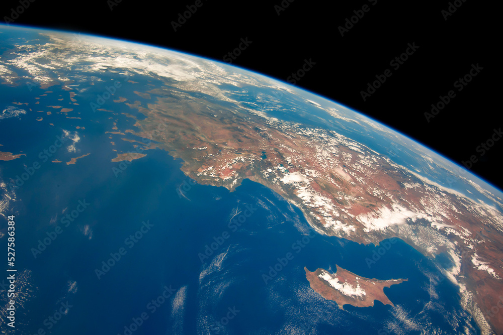 Flat View of Turkey and the island nation of Cyprus is pictured from ...