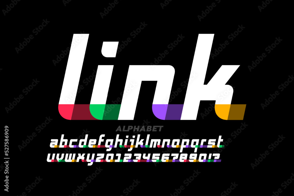Linked letters font design, alphabet letters and numbers vector ...