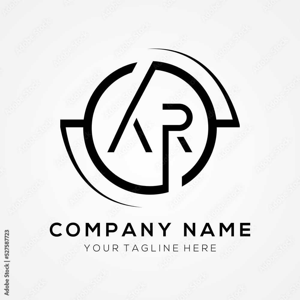 letter AR Logo Design Vector Template. Initial Black Letter Design AR ...