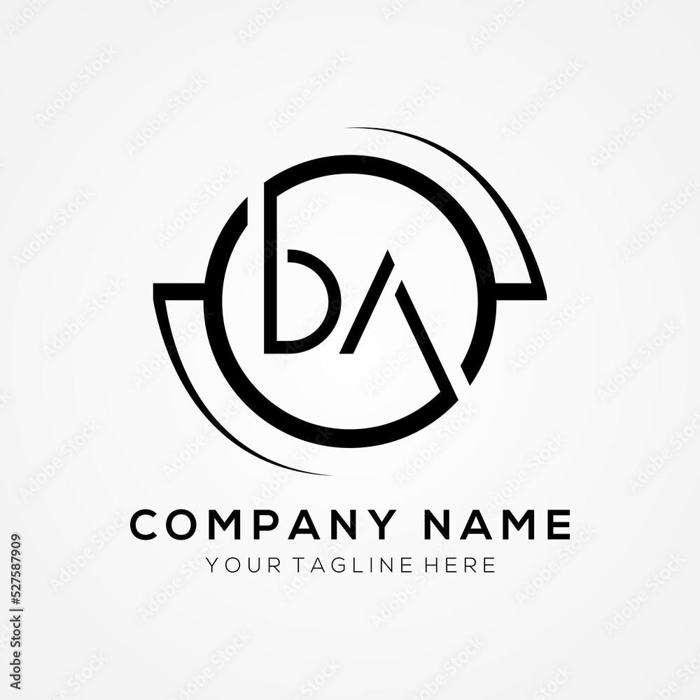letter DA Logo Design Vector Template. Initial Black Letter Design DA ...