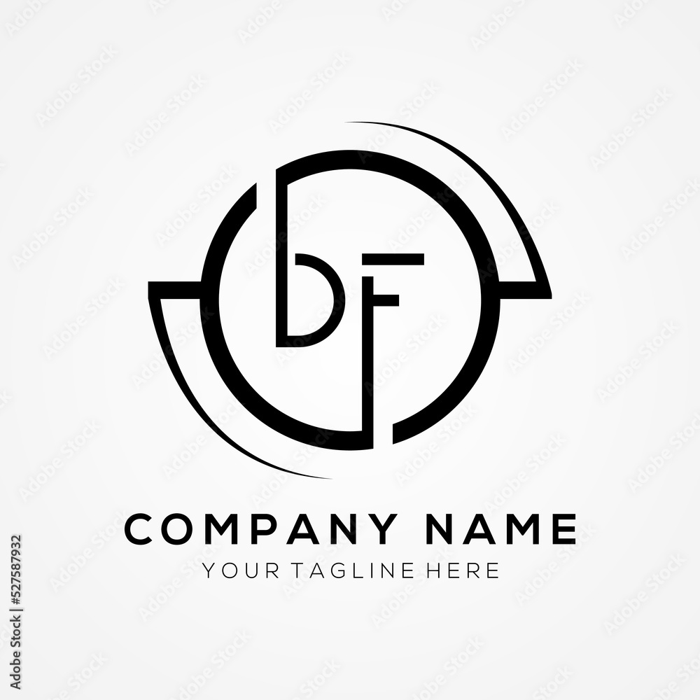 letter DF Logo Design Vector Template. Initial Black Letter Design DF ...