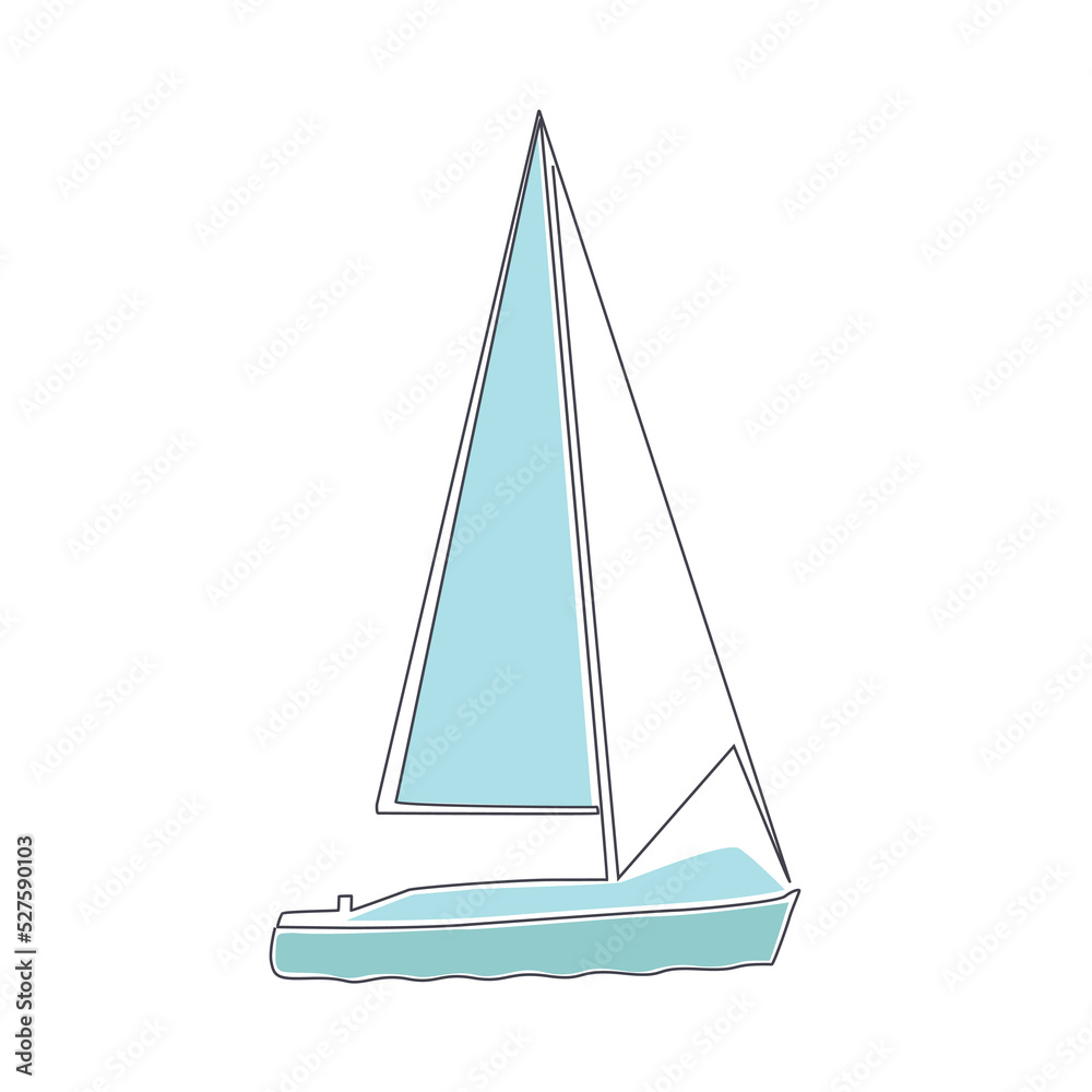 Abstract Sailing Boat Side View One Line Art Drawing Line Illustration ...