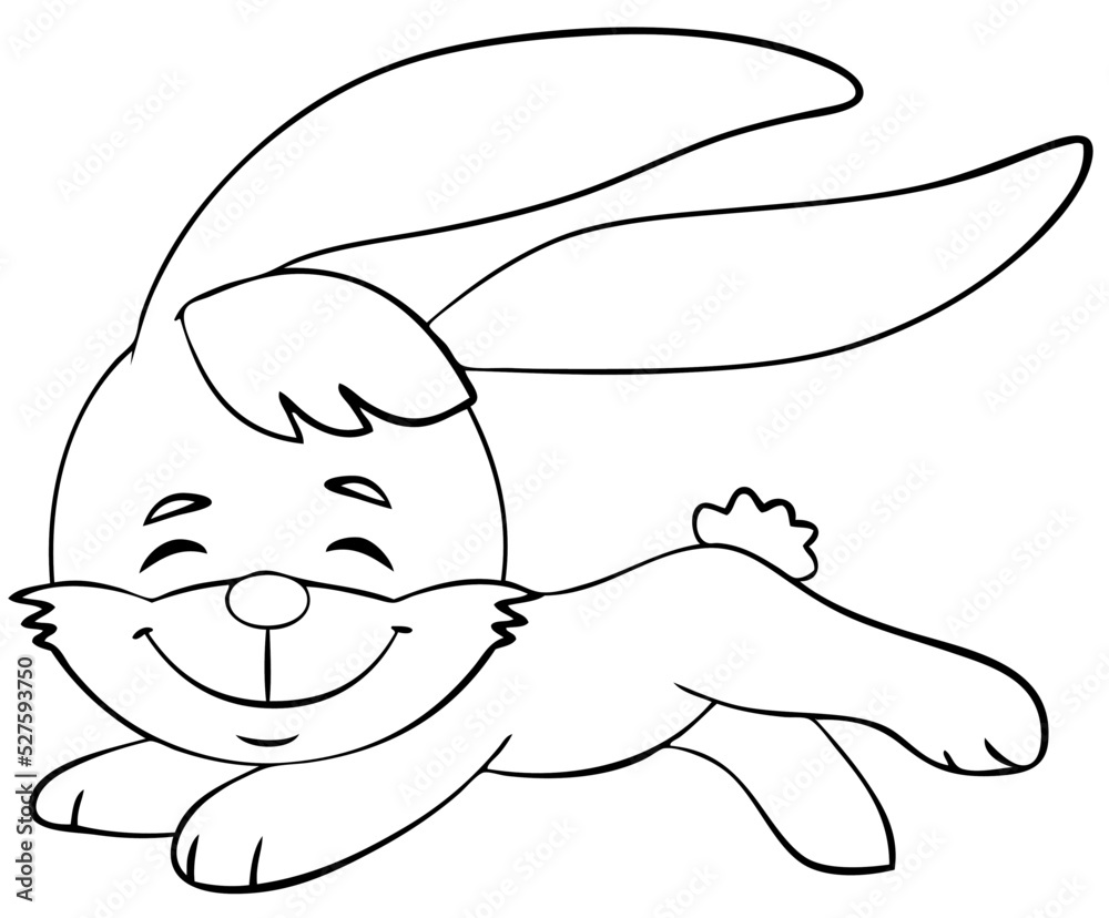 Running rabbit. Element for coloring page. Cartoon style. Stock Vector ...