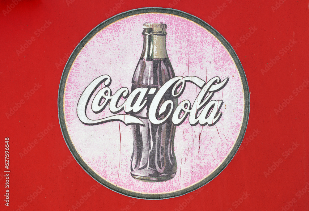 Antalya, Turkey 10.08.2022:Coca-Cola vintage logo on an old truck ...