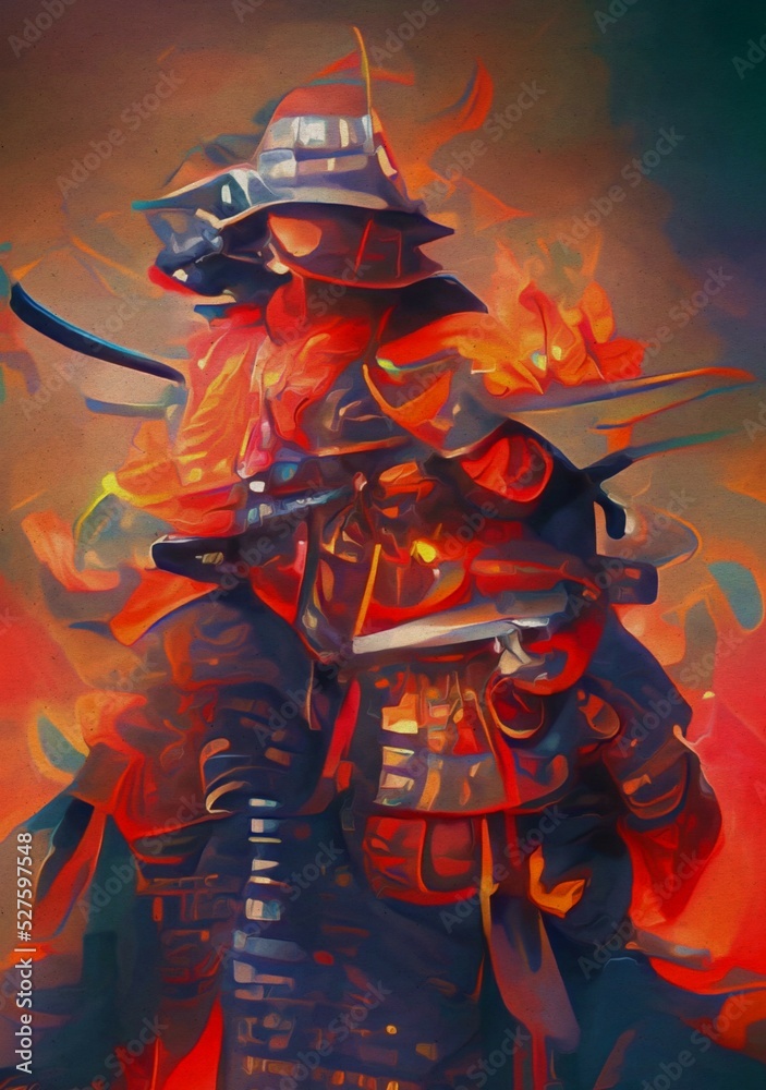art color of red fire samurai Stock Illustration | Adobe Stock