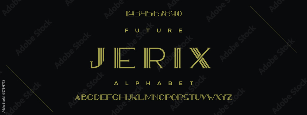 JERIX Tech Modern Alphabet Letter Font. Typography luxury style fonts ...
