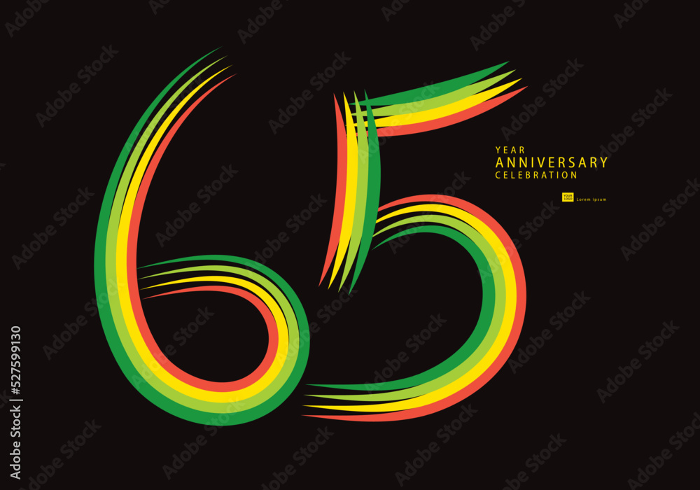 65 years anniversary celebration logotype colorful line vector, 65th ...