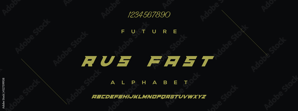RUN FAST Tech Modern Alphabet Letter Font. Typography luxury style ...