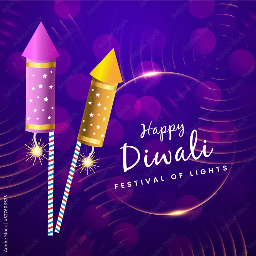 Diwali post template with crackers Stock Vector | Adobe Stock
