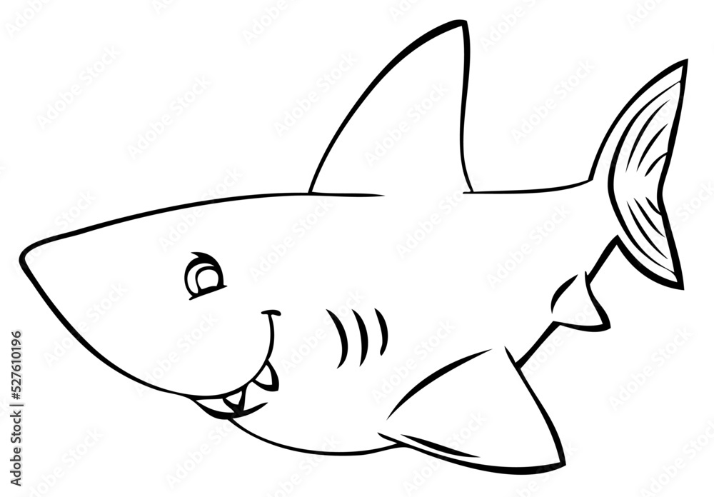 Shark. Element for coloring page. Cartoon style. Stock Vector | Adobe Stock