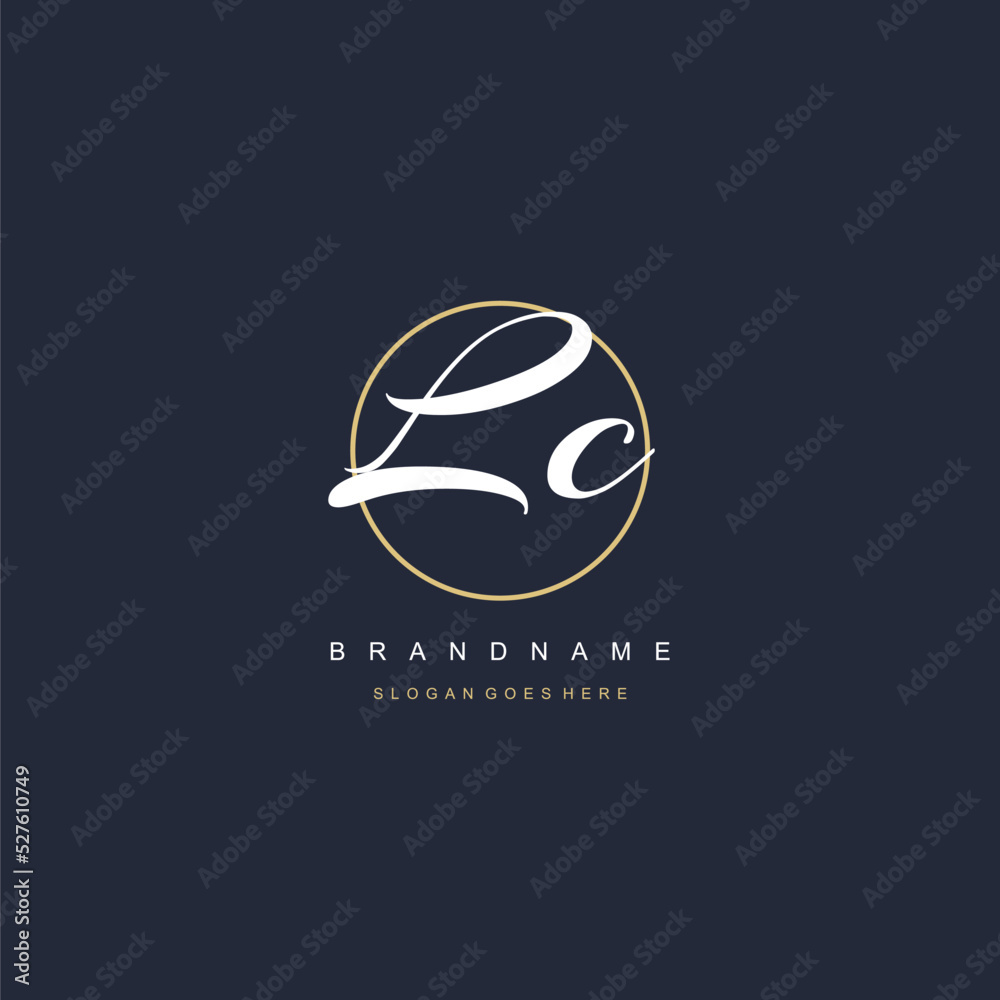 Initial letter LC logo monogram feminine style with circle line design ...