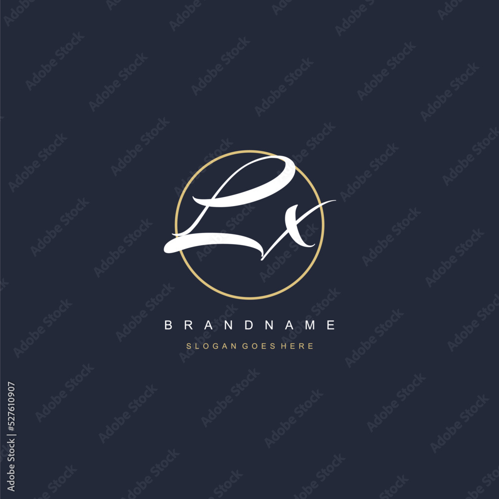Initial letter LX logo monogram feminine style with circle line design ...