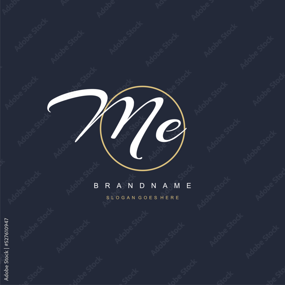Initial letter ME logo monogram feminine style with circle line design ...